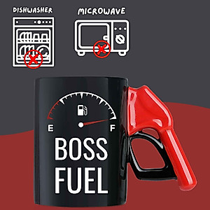 Onebttl Boss Gifts, Boss Fuel Coffee Mug with Fueling Nozzle Handle, Gifts from Employees, 13.5oz/400ml Funny Ceramic Mug for Boss Day, Christmas