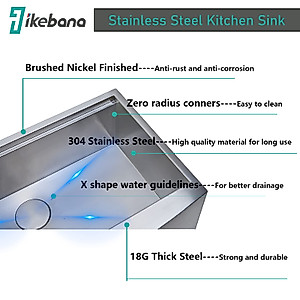 Farmhouse Sink 33 inch,Stainless Steel Single Bowl Apron Front IKEBANA 33x20 Farmhouse Kitchen Sink,33 inch Farm Sink,Farmhouse Kitchen Sink with All Accessories