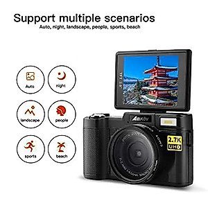Digital Camera, WIFI High Definition USB 3in LCD Screen 180 Degree Rotation 2.7K 48MP Video Chat Digital Camera, for Windows, for OS X system
