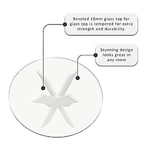 Powell White Wood Glass Top Parnell X Base Dining Table