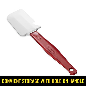 Rubbermaid Commercial Products High Heat Resistant Silicone Heavy Duty Spatula/Food Scraper, 9.5-Inch, 500 Degrees F, Red Handle, for Baking/Cooking/Mixing, Commercial Diswasher Safe