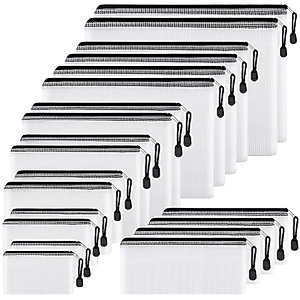 EOOUT 20pcs Mesh Zipper Pouch 8 Sizes Waterproof Zipper Bags, Plastic Travel Pouch for Board Game Travel Storage School Supplies Office Appliances Home Organize