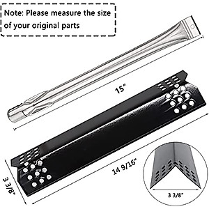 Hisencn Grill Replacement Parts for Nexgrill 720-0697, for Grill Master 720-0697, for Sunbeam 720-0697 Grill Burners Tube, Porcelain Steel Heat Plates, Temp Gauge/Heat Indicator 22551, 4-Pack