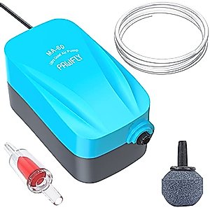 Pawfly Aquarium 40 GPH Compact Air Pump Quiet Oxygen Aerator Pump with Air Stone Airline Tubing and Check Valve Accessories for 5-20 Gallon Buckets and Fish Tanks