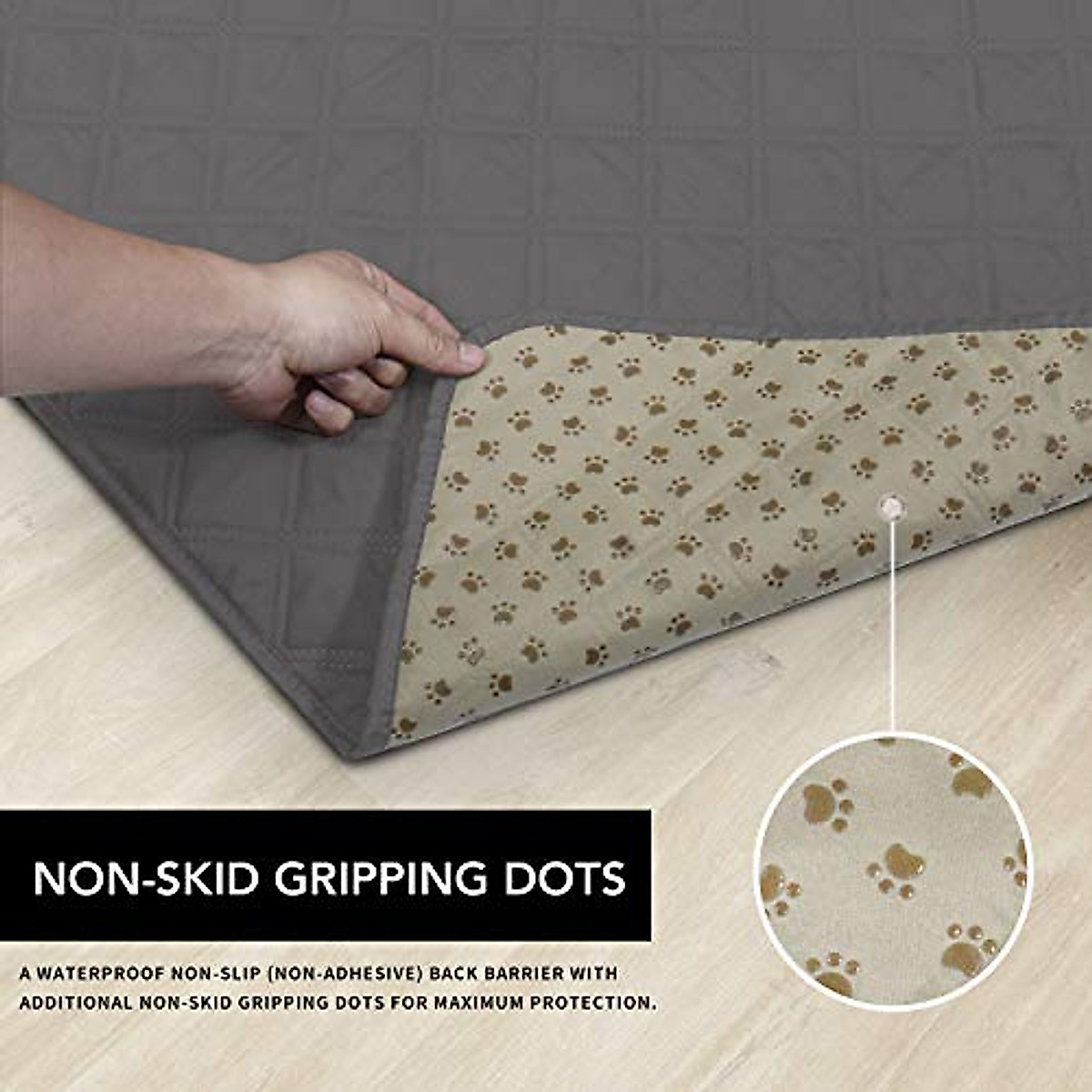 Easy-Going 100% Waterproof Dog Bed Cover Washable Couch Cover Non-Slip Sofa Cover Leakproof Blanket Furniture Protector Cover Reusable Incontinence Bed Underpads for Pets Kids Dog Cat(68x82 in,Gray)