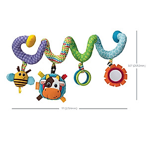 Infantino Stretch & Spiral Activity Toy - Textured Play Activity Toy for Sensory Exploration and Engagement, Ages 0 and Up, Blue Farm, 1 Count (Pack of 1)