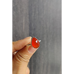 Handmade Jewelry, Carnelian Ring, Ring for Women, 925 Solid Sterling Silver Ring, Boho Ring, Statement Ring, Carnelian Gemstone, Women Ring, Gift for Her (925 Solid Silver, 8.50)