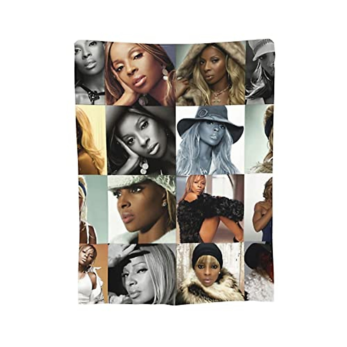 ISHAANAV Mary Music J and Blige Throw Blanket for Couch Sofa Fluffy Microfiber Fleece Throw Soft, Cozy, Lightweight Mary Music J and Blige