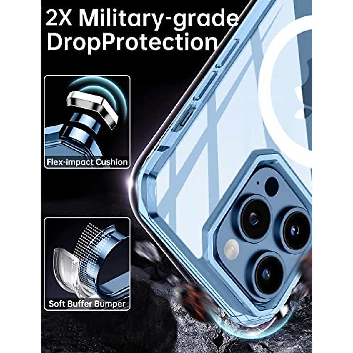 Kakalux [for iPhone 13ProMax Phone case,Magnetic case for The iPhone 13ProMax is magsafe Compatible,Slim and Offers Military Grade Drop Protection for The iPhone 13ProMax (6.7'')- Blue.