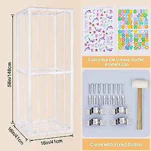 FIOBEE Stuffed Animals Storage Zoo Thicken PVC Tube Kids Toy Storage Organizer with Elastic Band Large Stuffed Animals Holder for Nursery Playroom Bedroom Room Furniture Plush Storage, White