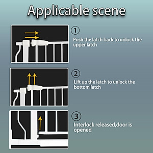 COSEND Tall Narrow Baby Gate 37.4" Pressure Mounted Dog Gates for The House Stairs Doorways Walk Through Swing Auto Close Safety Black White Metal Gate(29.13"-33.86")