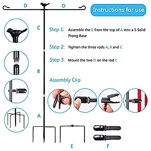 Upgraded 47 Inch Garden Flag Stand Holder Pole for Double Flags with 5 Prong Bases and Anti-Wind Clip for 12" x 18" Yard Flags Décor, Outdoor Iron Yard Flag Pole Garden Double Flags Holder