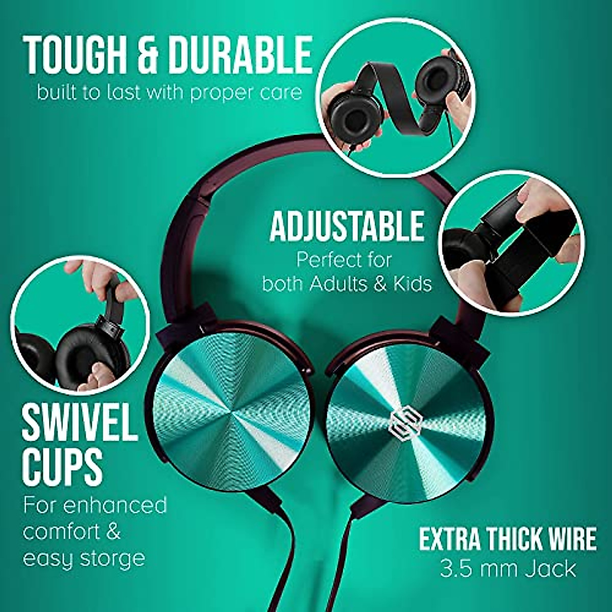 Premium Classroom Headphone with Microphone (5 Pack) - Kids Wired Earphones with Mic for School Students K-12 & Teachers, Soft Swivel On Ear Pads- Perfect for E-Learning, Meetings, Calls -(Colorful)
