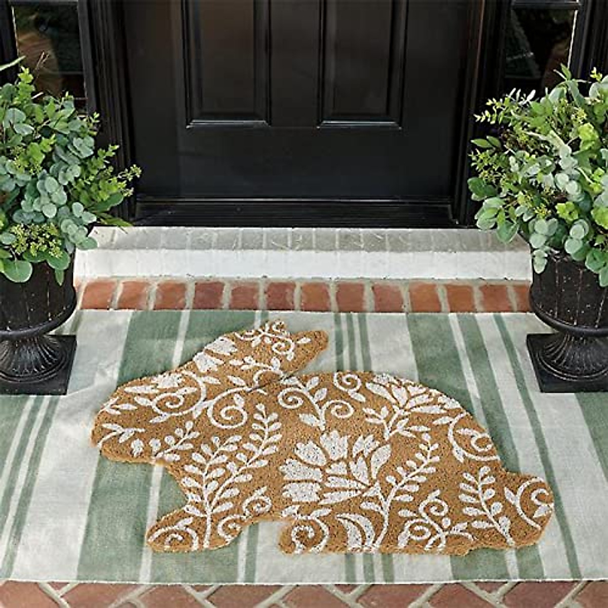 Bunny Shaped Door Mat, Easter Bunny Cotton Rug Rabbit Floor Mats Non Slip Area Rug for Bedroom Living Room Home Decor, 29.52''x39.37''