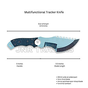 JNR Traders Handmade Tracker knife with sheath belt tracker knife Horizontal carry tracker knife full tang fixed blade Hunting knife edc tracker knife