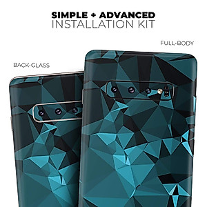 DesignSkinz Turquoise and Black Geometric Triangles Protective Vinyl Decal Wrap Skin Cover Compatible with The Samsung Galaxy S20 (Screen Trim & Back Glass Skin)