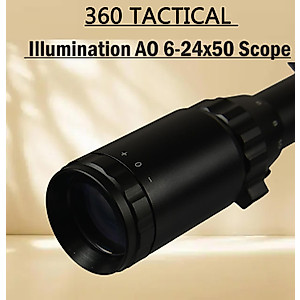 360 TACTICAL 6-24x50 AOE Red & Green Illuminated Rangefinding Mil Dot Hybrid Crosshair Scope