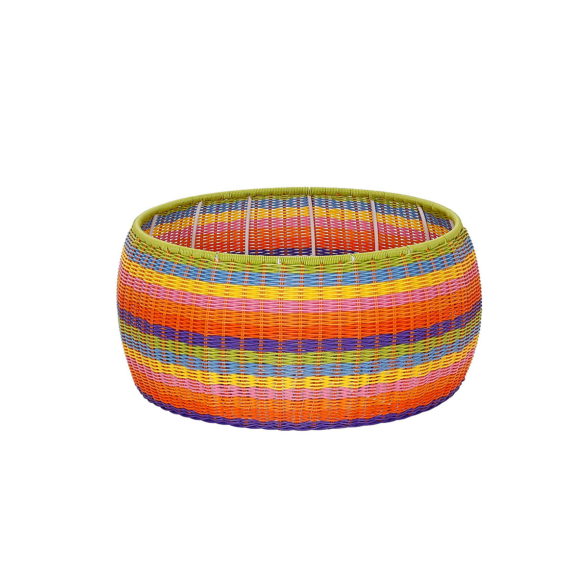 Household Essentials Handwoven Resin Storage Stool Ottoman, Multicolor