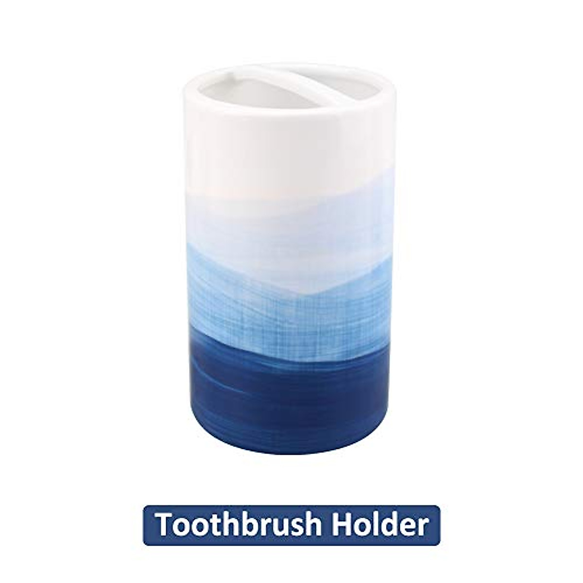 4 Piece Painted Ceramic Bathroom Accessory Set, Includes Soap Dispenser Pump, Toothbrush Holder, Tumbler, Soap Dish Sanitary, Ideas Home Gift for Ware Home Decor Bath(Blue)