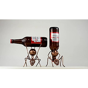 Fantasee - Ant Wine Holder, Stainless Steel Wine Freestanding Rack Bottle Holder Novelty for Gift Kitchen Home Decoration (Bronze - Ant4)