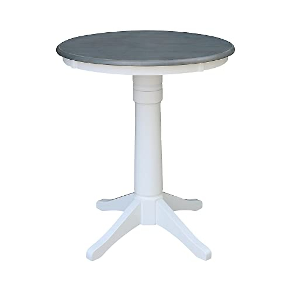IC International Concepts Round Top Pedestal Dining Table, Counter Height, White/Heather Gray