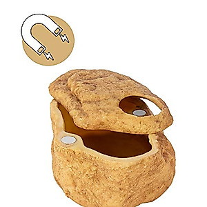 REPTIZOO Reptile Hide Cave, Snake Cave and Hides, 3-in-1 Magnetic Attraction Cave for Snake, Ball Python, Geckos Reptiles (Large Size)