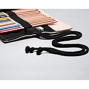 Handmade Canvas Pencil Roll Wrap 36/48/72 Holes, Multiuse Roll Up Pencil Case Large Capacity Pen Curtain for Coloring Pencil Holder Organizer (36-Slots, White)