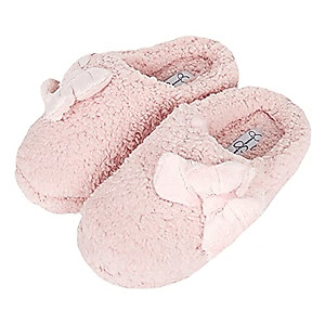 Jessica Simpson Womens Plush Marshmallow Slide On House Slipper Clog with Memory Foam,Pink,Large