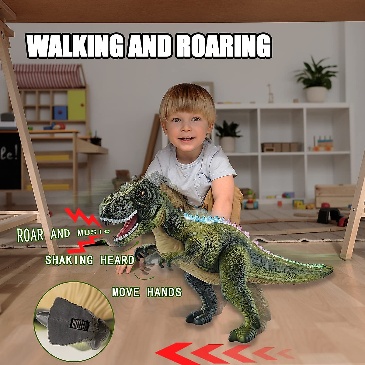 BFUNTOYS Electronic Dinosaur Toy, Remote Control Dinosaur and Walking Dinosaur Toys for Kids 3 4 5 6 7 8+Years Old Boys Girls with Dance&Fight Mode, Roar&Light,Big Robot T-Rex Gifts for Toddler