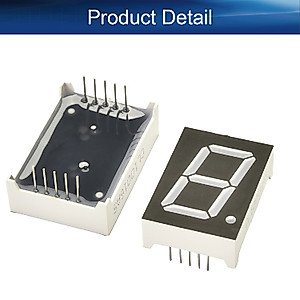Bettomshin 10Pcs LED Digital Tube Common Cathode 10 Pin 1 Bit 1.34 x 0.94 x 0.31inch(LxWxH) 1" Red Display Digital Tube 10016AS
