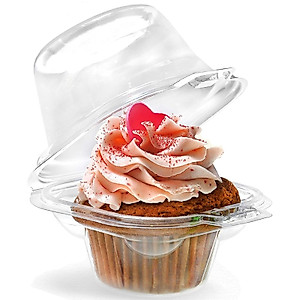 i-CHONY Individual Cupcake Holder - Clear Plastic Dome Single Cupcake Carrier Muffin Container Holders Cases Boxes Cups(50pcs)