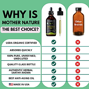 Moringa Oil - USDA Certified Organic, 100% Pure, Cold Pressed & Unrefined Gluten Free Oil (2oz) - Natural Moisturizer for Skin, Face, Body & Hair - Non-GMO & Vegan