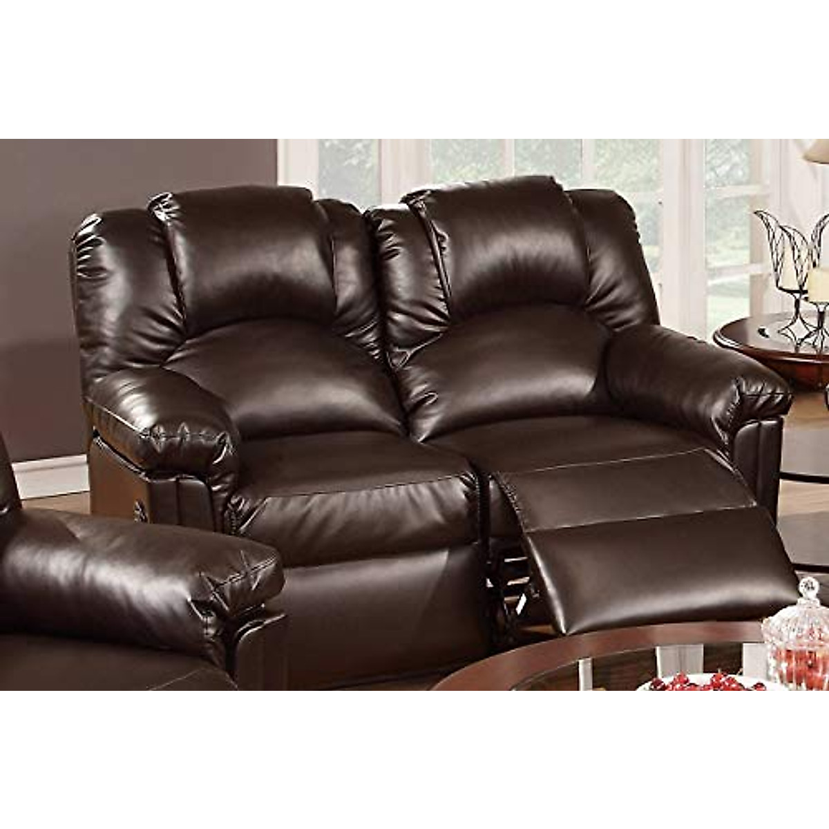 Hollywood Decor Delnice Motion Sofa Featuring Wide Cushions in Bonded Leather (Brown)