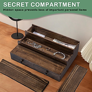 Boulphia Cologne Organizer for Men, 3-Tier Cologne Stand with Drawer and Hidden Compartment, Wooden Cologne Shelf for Perfume Display Holder, Great Gifts for Men, Vintage