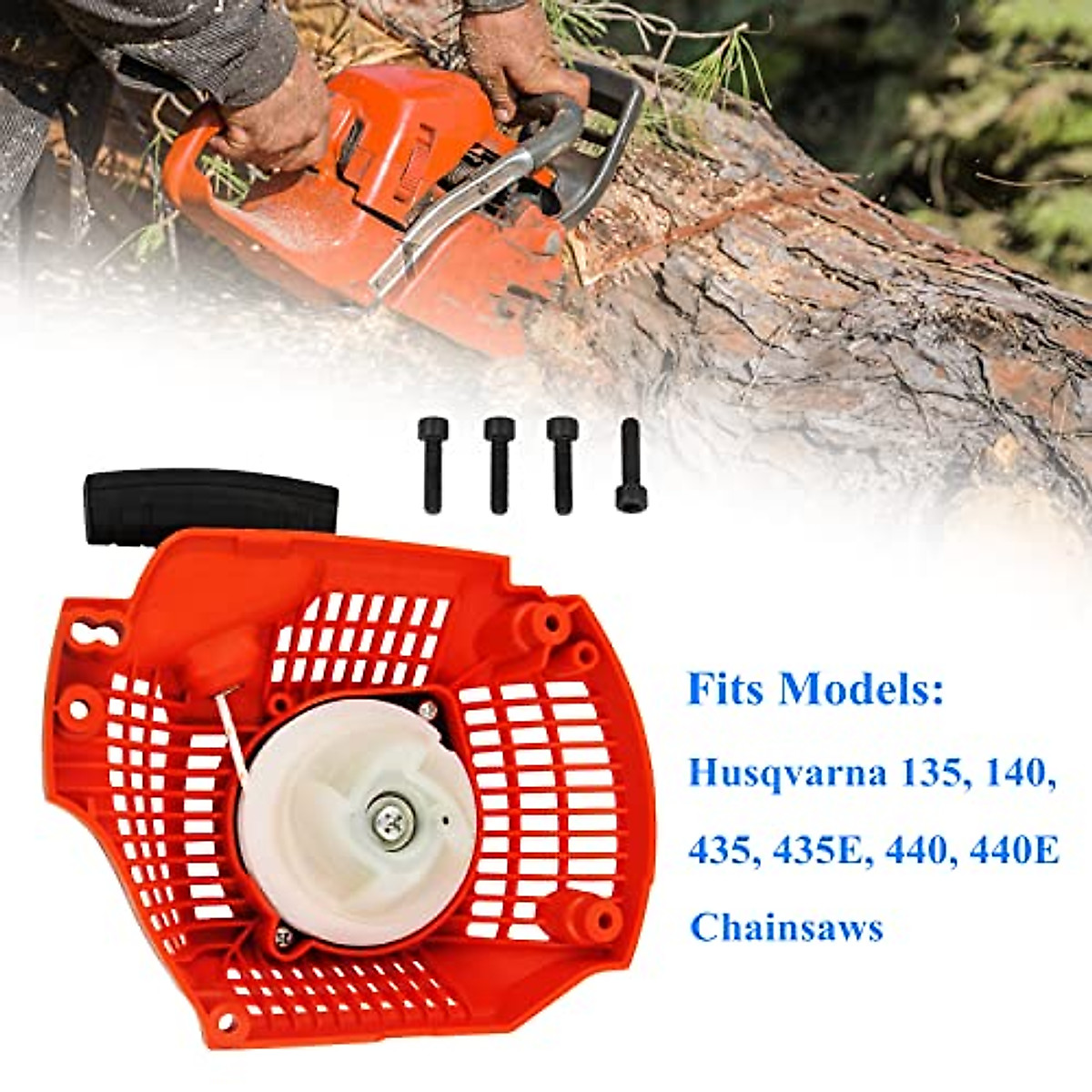 AILEETE Recoil Rewind Pull Starter Assembly 504597002 for Husqvarna 135 140 435 435E 440 440E Chainsaws