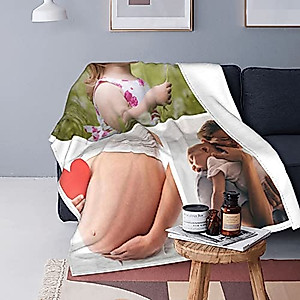 GREDBH Custom Blanket with Photo Text Personalized Bedding Throw Blankets Customized Flannel Fleece Blankets for Family Birthday Wedding Gift Fits Couch Sofa Bedroom Living Room - 50"X40"