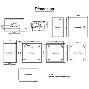 VEVOR Steel Electrical Box 12" x 12" x 8" Electrical Enclosure Box 304 Stainless Steel Electronic Equipment Enclosure Box IP65 Weatherproof Wall-Mounted Metal Electrical Enclosure with Mounting Plate