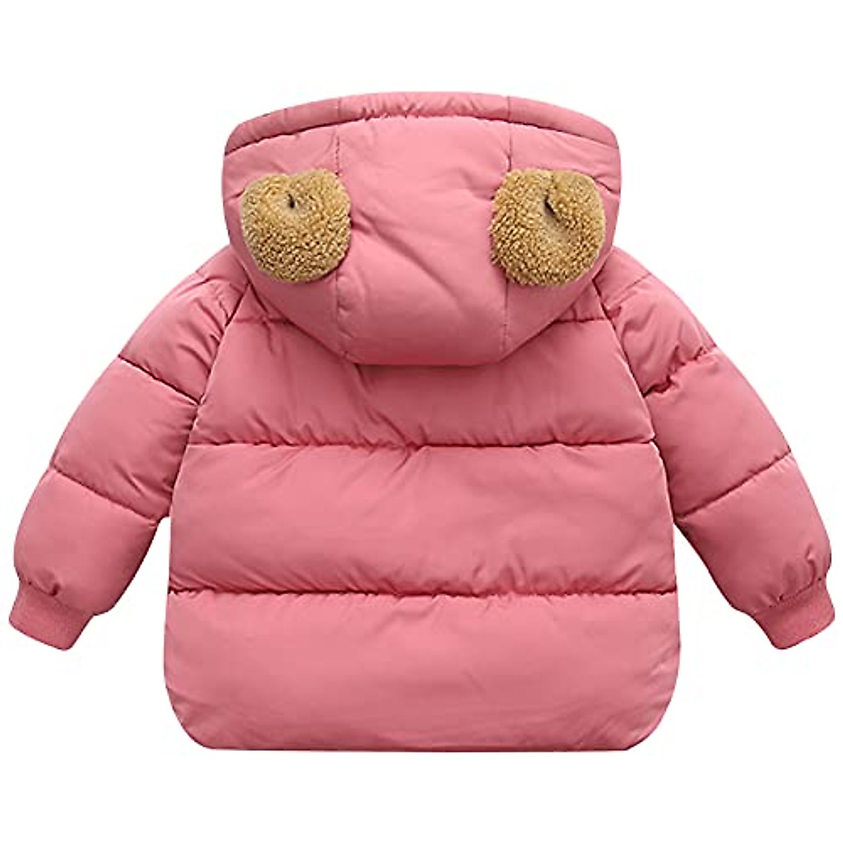 Happy Cherry Toddler Winter Warm Jacket Down Comfortable Coat Hoody Puffer Outwear Cartoon Cotton Hoodies Soft Solid Autumn Jackets Thick Windproof Coat 3-4 Years Pink