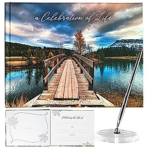 Celebration of Life Funeral Guest Book, Bridge Funeral Guestbook with Pen, Memorial Service Guest Book, Memorial Guest Book, Memorial Book, Funeral Book, Signature Book, Funeral Book Guest