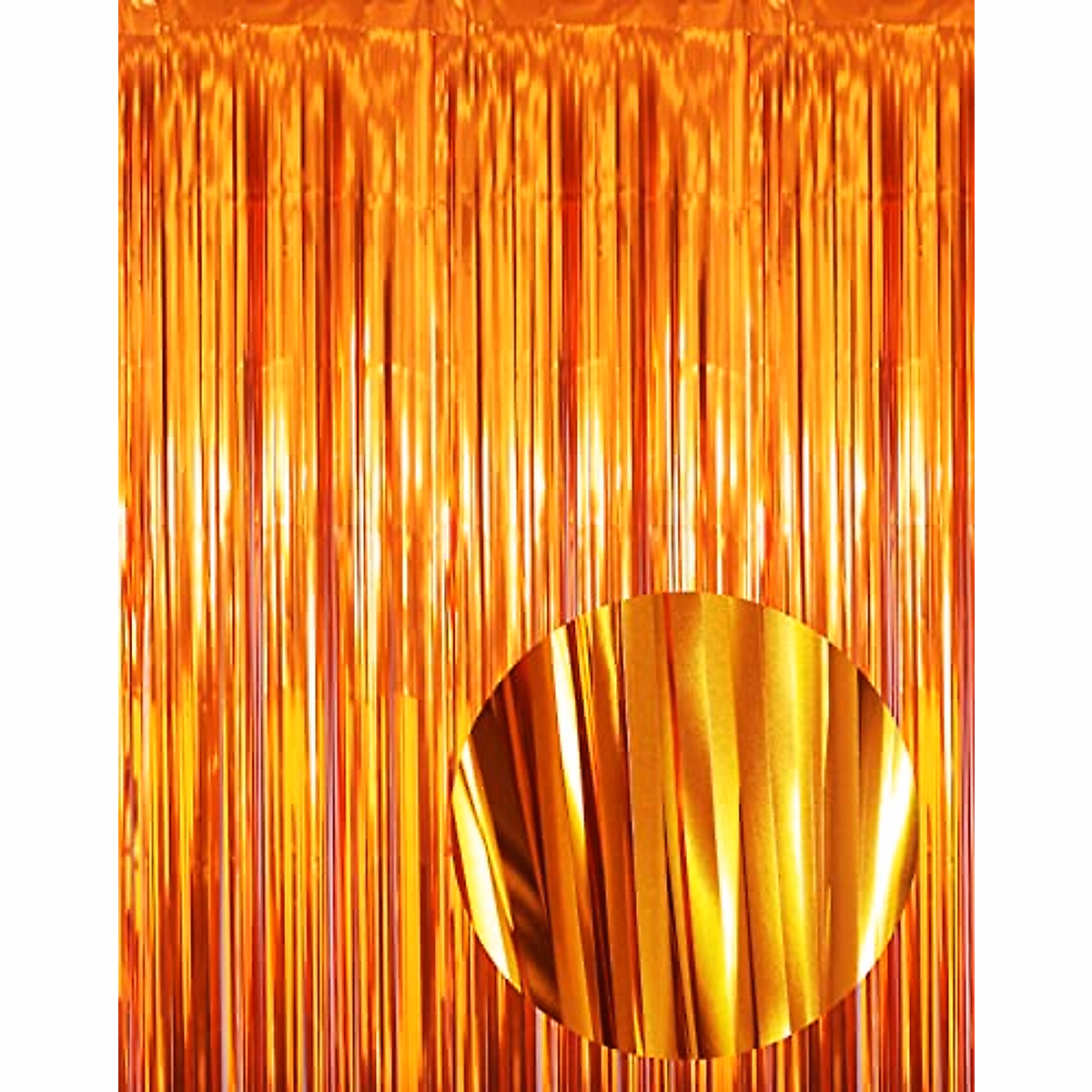 GOER 3.2 ft x 9.8 ft Metallic Tinsel Foil Fringe Curtains Party Photo Backdrop Party Streamers for Birthday,Graduation,New Year Eve Decorations Wedding Decor (Orange,1 Pack)