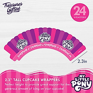 Treasures Gifted Officially Licensed My Little Pony Cupcake Toppers & Wrappers 24ct - My Little Pony Cake Decorations - My Little Pony Cake Toppers - My Little Pony Birthday Party Supplies