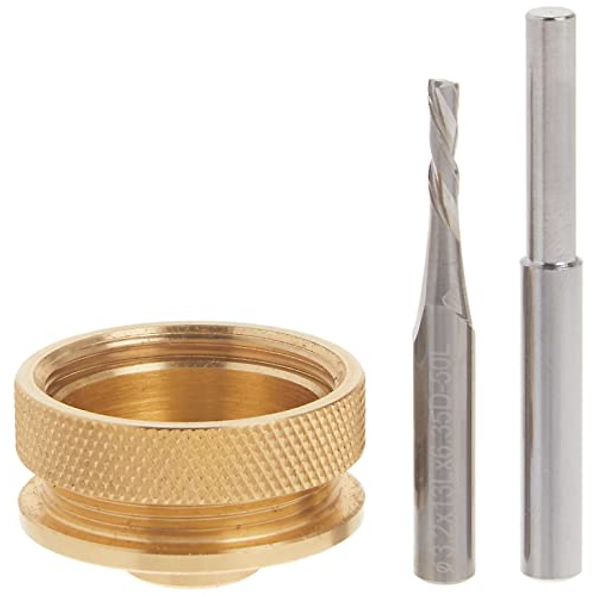 POWERTEC 71333 Router Bits Solid Brass Inlay Kit | for 1/4 Templates for High RPM Routing | Includes 1/8 Carbide Router Bit/Cutter + 1/4 Shank, Universal Bushing, Retainer Nut, Collar, Alignment Pin