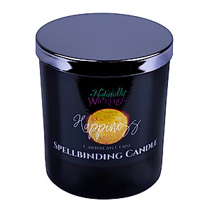 Naturally Wicked Spellbinding Happiness Candle with Crystal, Wood Wick & Gift Box