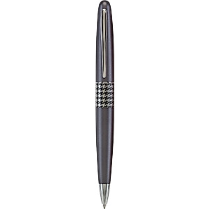 PILOT MR Retro Pop Collection Ballpoint Pen in Gift Box, Gray Barrel with Houndstooth Accent, Medium Point Stainless Steel Nib, Refillable Black Ink (91425)