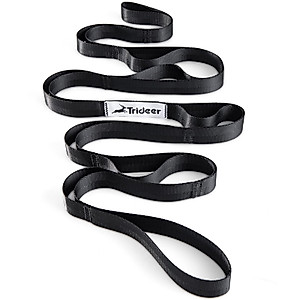 Trideer Stretching Strap Yoga Strap Physical Therapy for Home Workout, Exercise, Pilates and Gymnastics, 10 Loops Non-Elastic Stretch Bands with Aesthetic Packaging for Women & Men (Black)