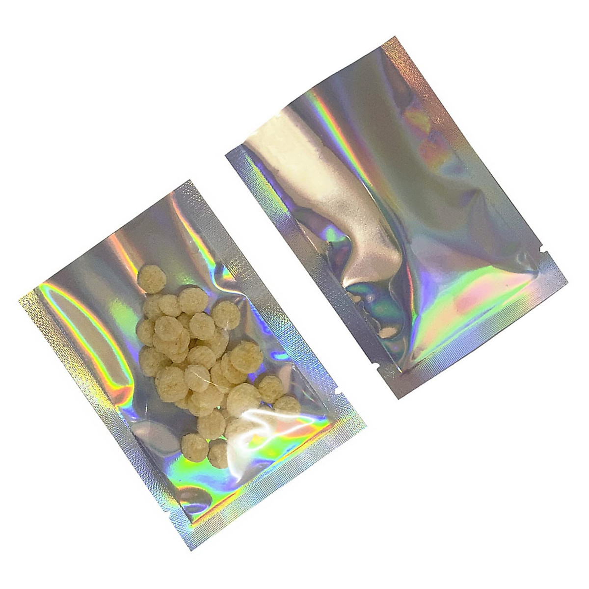 PABCK 100 Pieces 2.4x3.5 inch (Inside Size 2x3.1 inch) Front Clear Heat Seal Bags Open Packet Aluminum Foil Pouch for Packaging Candy Food Storage with Tear Notches