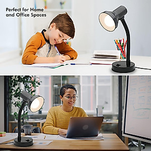 Xtricity Gooseneck Desk Lamps with Adjustable Gooseneck Arm, Metal Desk Lamp with 7W A19 LED Bulb, 120 Volt, Convenient On/Off Switch, 14" Inch Tall (36cm), Black Finish