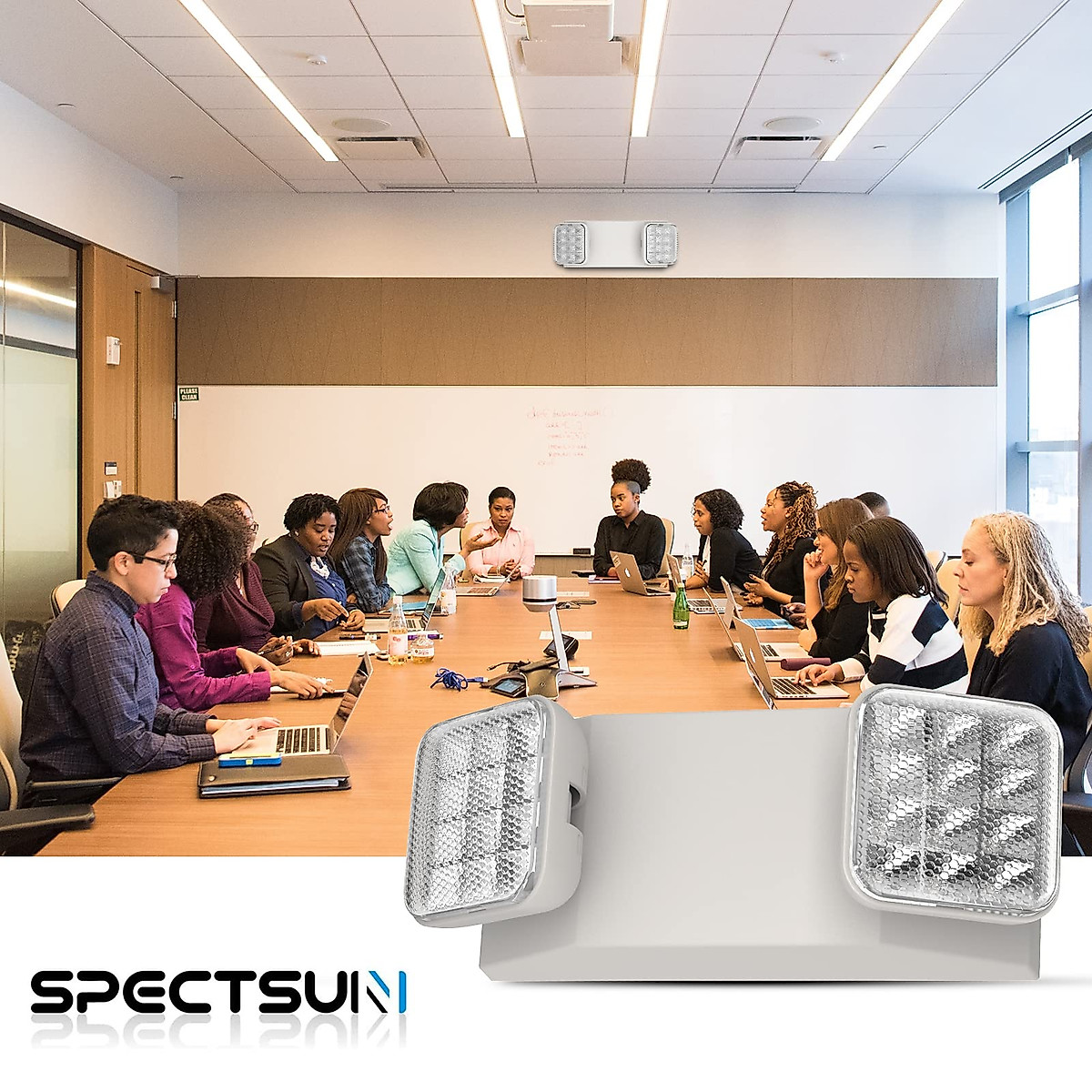 SPECTSUN Emergency Light White, Commercial Emergency Light with Battery Backup, Emergency Lighting Fixture/Emergency Light Combo/Emergency Sign Light//Emergency Light Home - 1 Pack (Square Head)