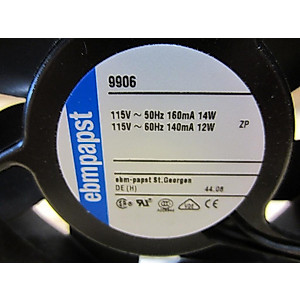 ebm-papst 9906 Fan, Square; 119 mm L x 119 mm H; 25 mm; 115 V; 79.5 CFM; 60 Hz; 12 W; Axial