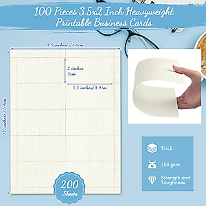 SATINIOR 1000 Pcs White Blank Printable Business Cards Paper 3.5 x 2 Inch Linen Textured Business Cards Bulk Double Sided Perforated Cardstock Compatible with Laser and Inkjet Printer